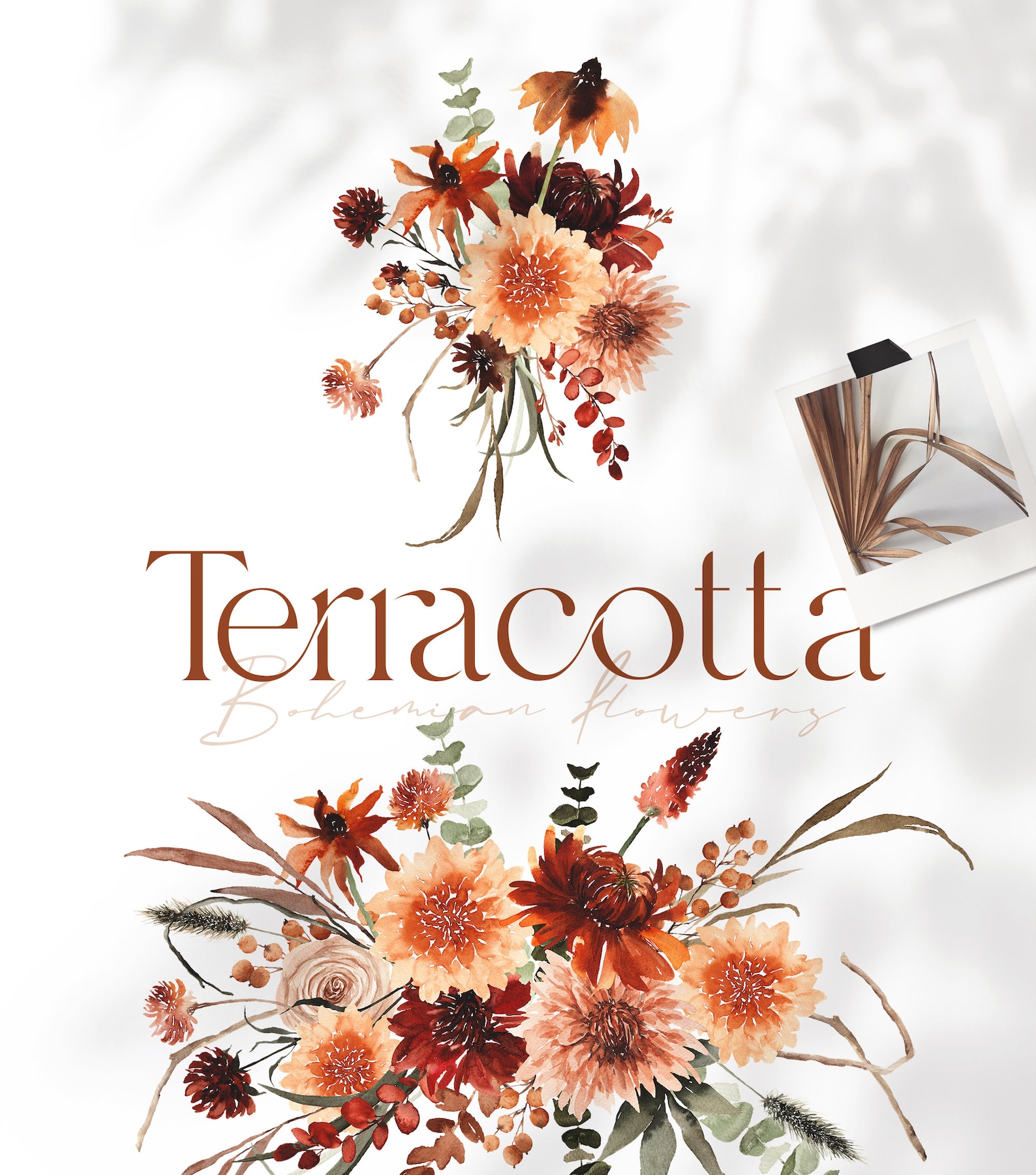 Terracotta Flower Watercolor Flower Autumn Flowers Boho - Etsy