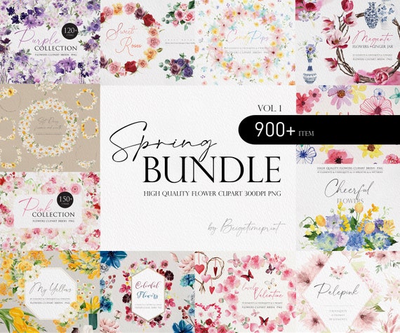 Spring Flower Bundle Watercolor Flower Bundle Flower PNG - Etsy