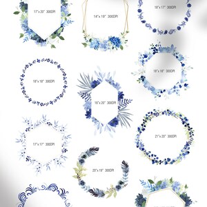 Watercolor Flower Bundle, Watercolor Blue Collection, Watercolor ...