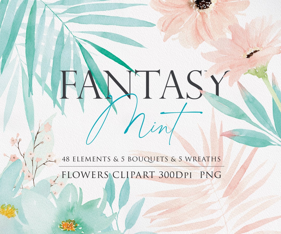 Watercolor Clipart, Mint Flowers, Floral Arrangements, Wedding Clipart ...