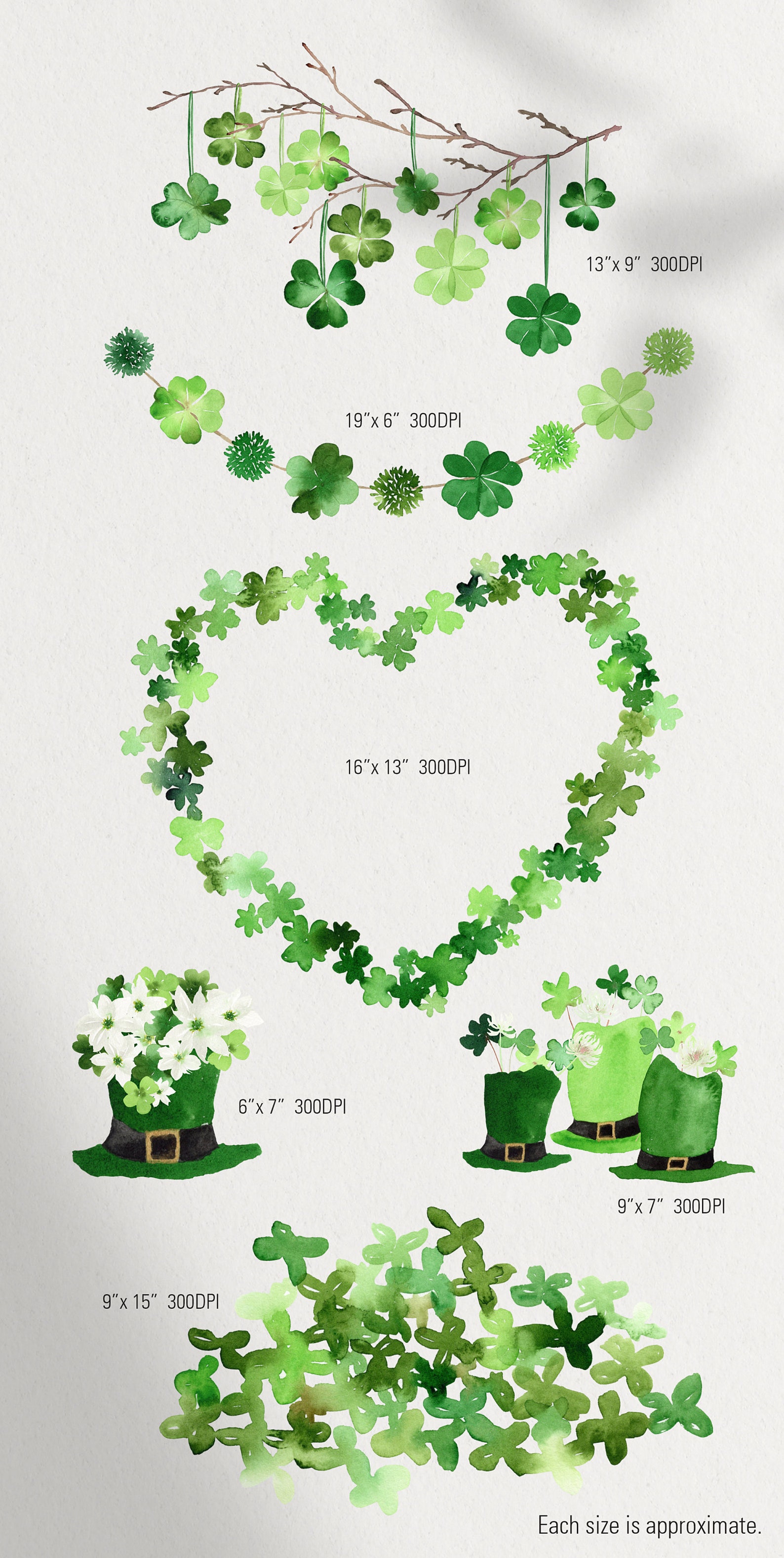 Watercolor St. Patrick's Day Clipart Clover Clipart St - Etsy