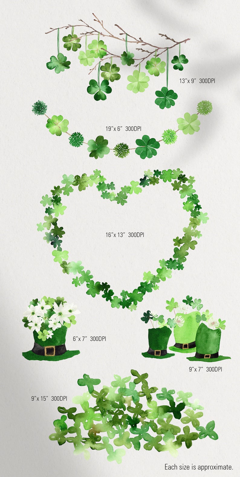 Watercolor St. Patrick's Day Clipart Clover Clipart St - Etsy