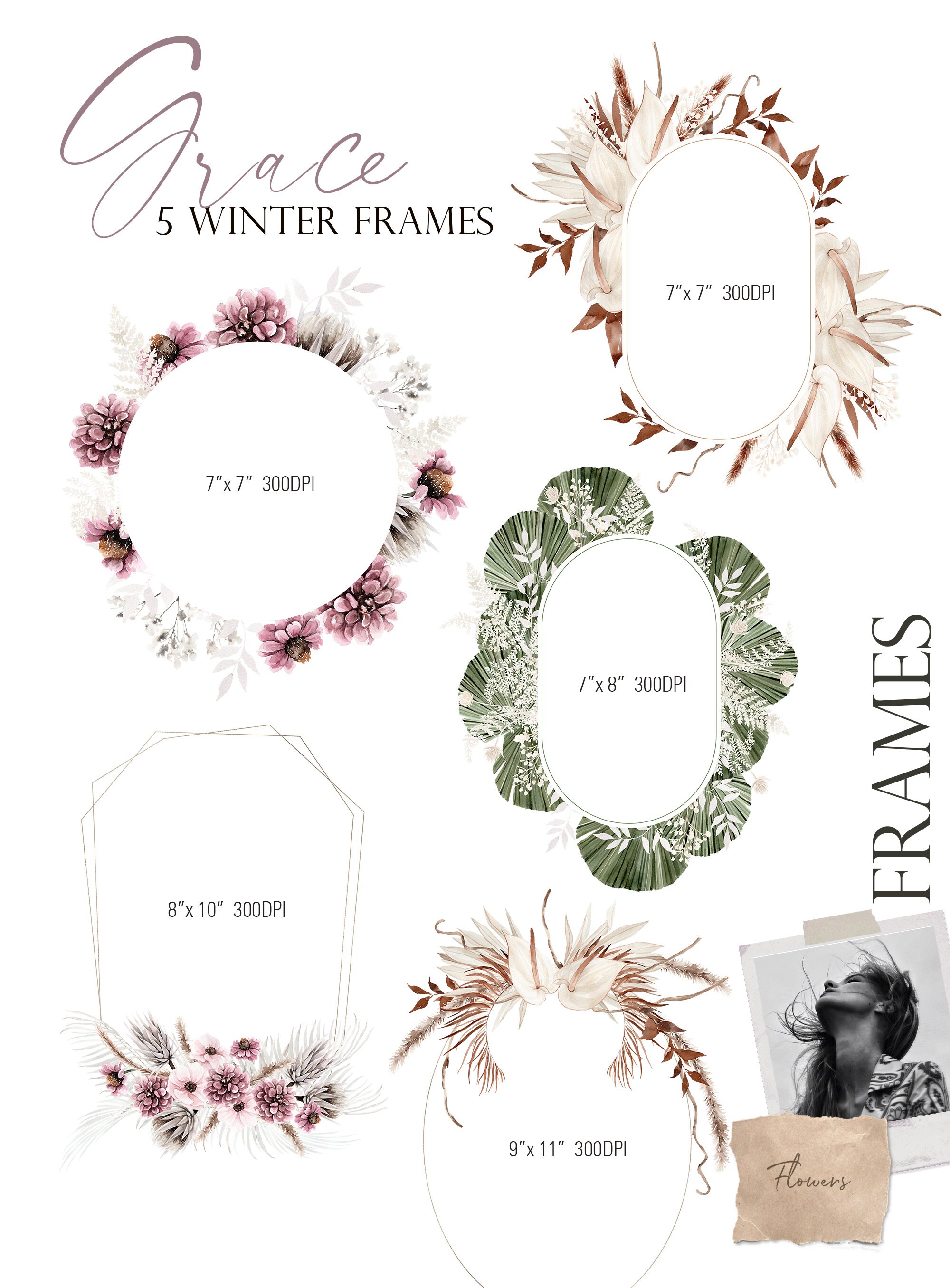 Grace Flower, Watercolor Clipart, Watercolor Flower PNG, Watercolor ...