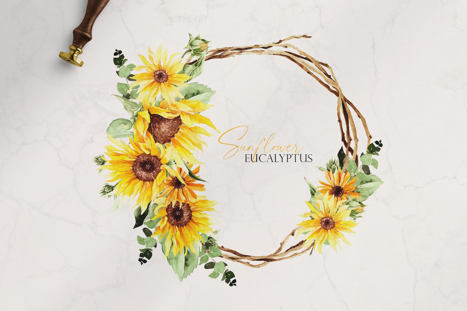 Sunflower Clipart, Summer Flower, Sunflower Wreath, Floral Arrangements ...