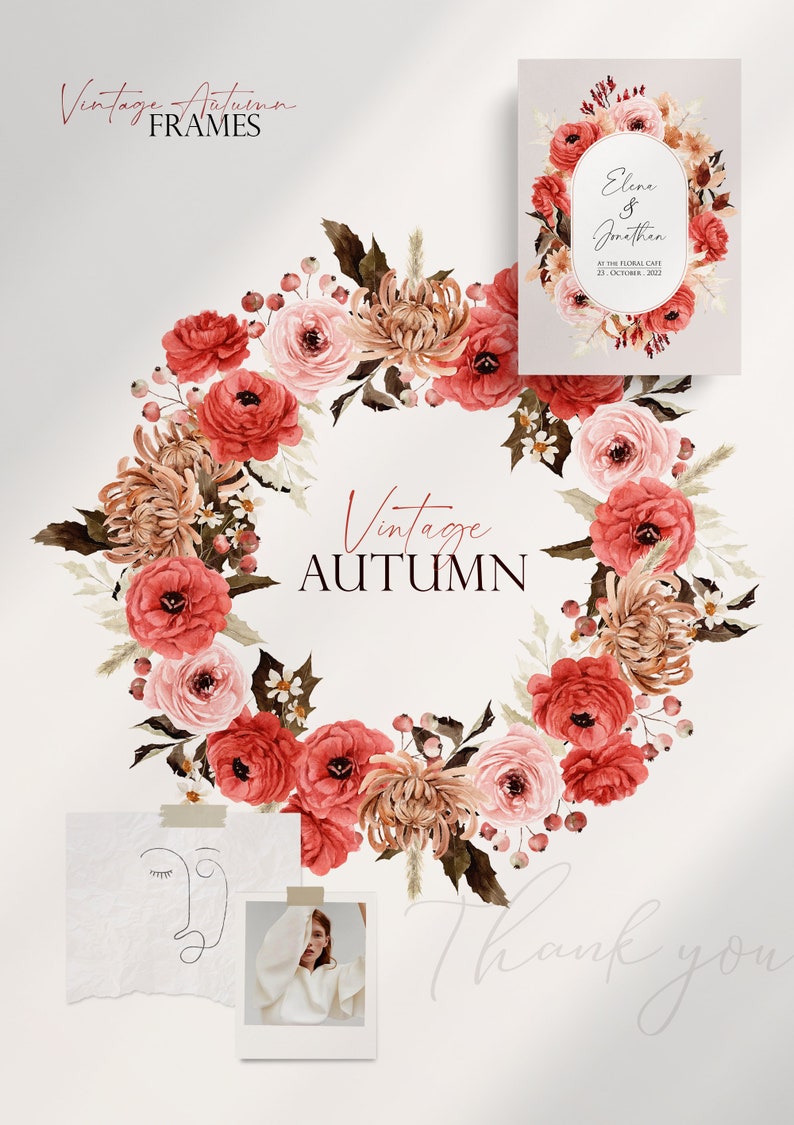 Vintage Autumn Flower, Watercolor Flower PNG, Fall Clipart, Fall Floral ...