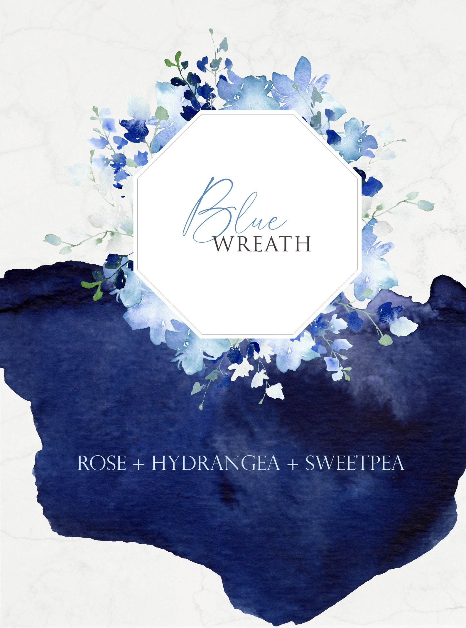 Watercolor Clipart Blue Wreaths Floral Arrangements Wedding - Etsy