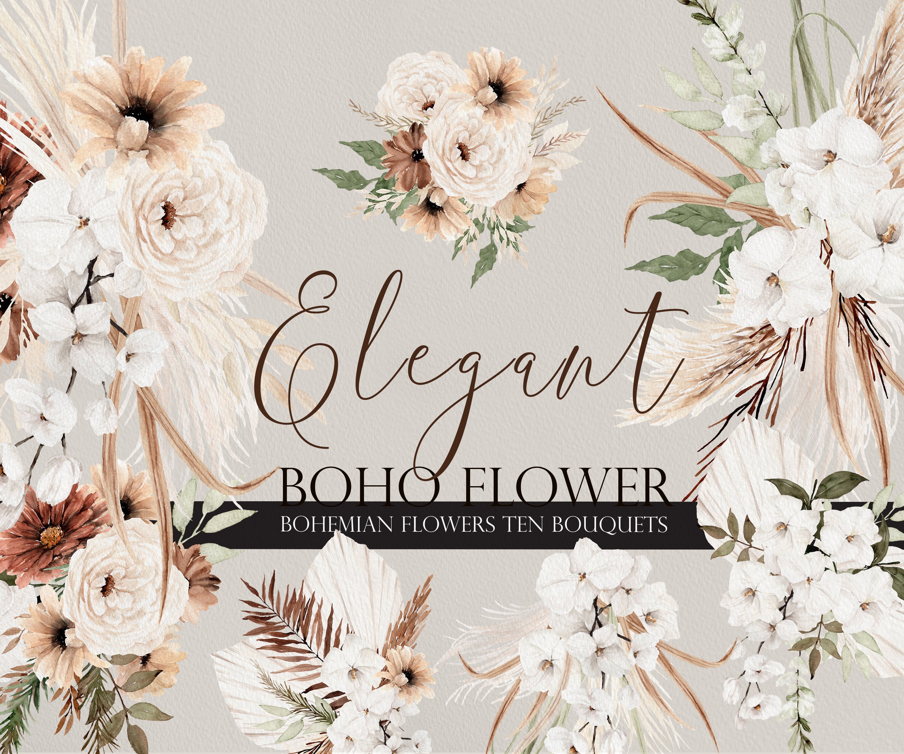 Elegant Boho Flower Boho Flower Watercolor Flower - Etsy