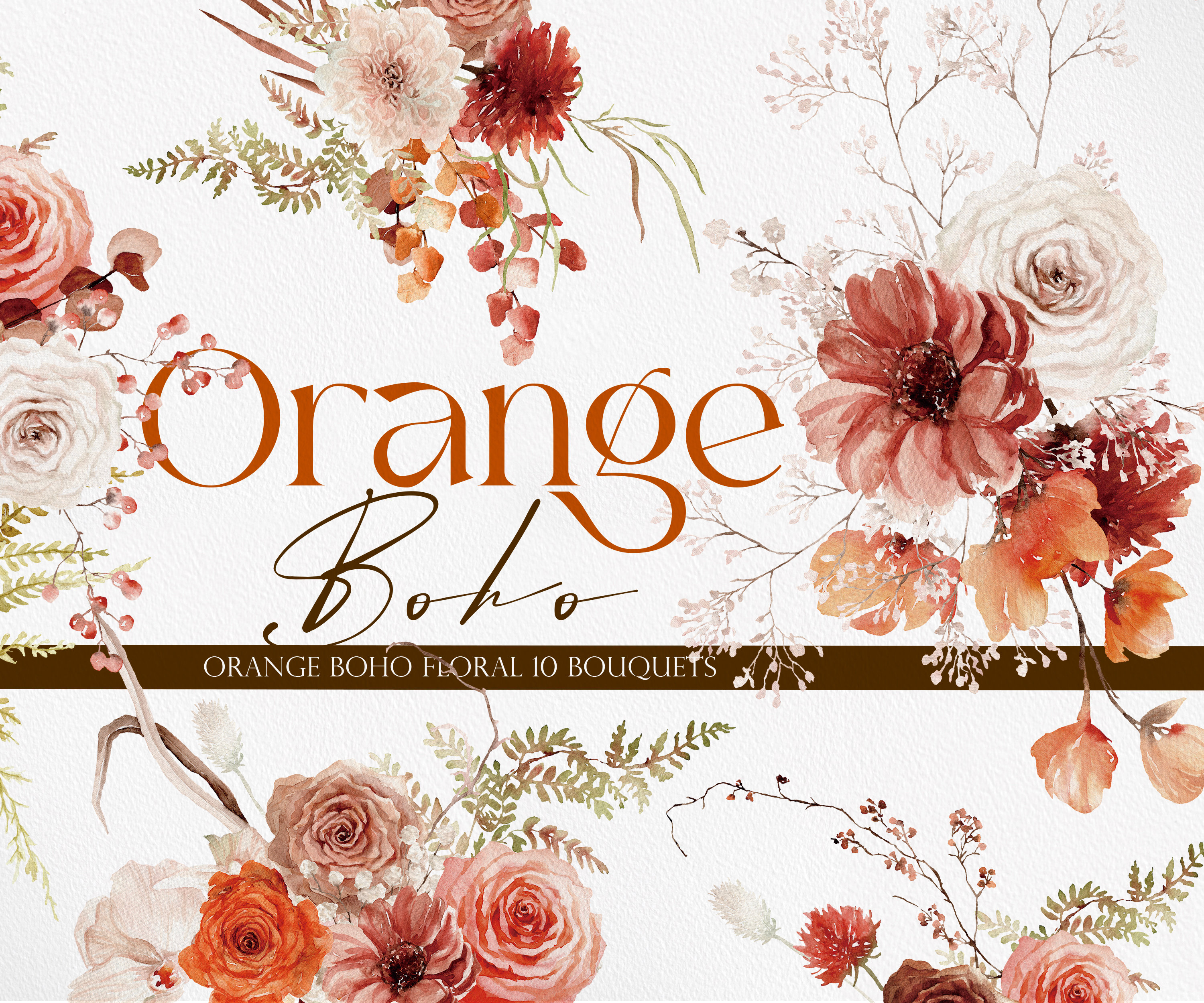 Orange Boho Floral Watercolor Boho Flower Boho Flower PNG - Etsy UK