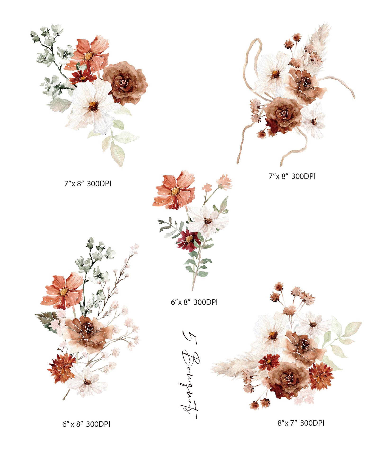 RUST BLOOM, Watercolor Fall Flower, Rustic Flower, Winter Bouquets ...