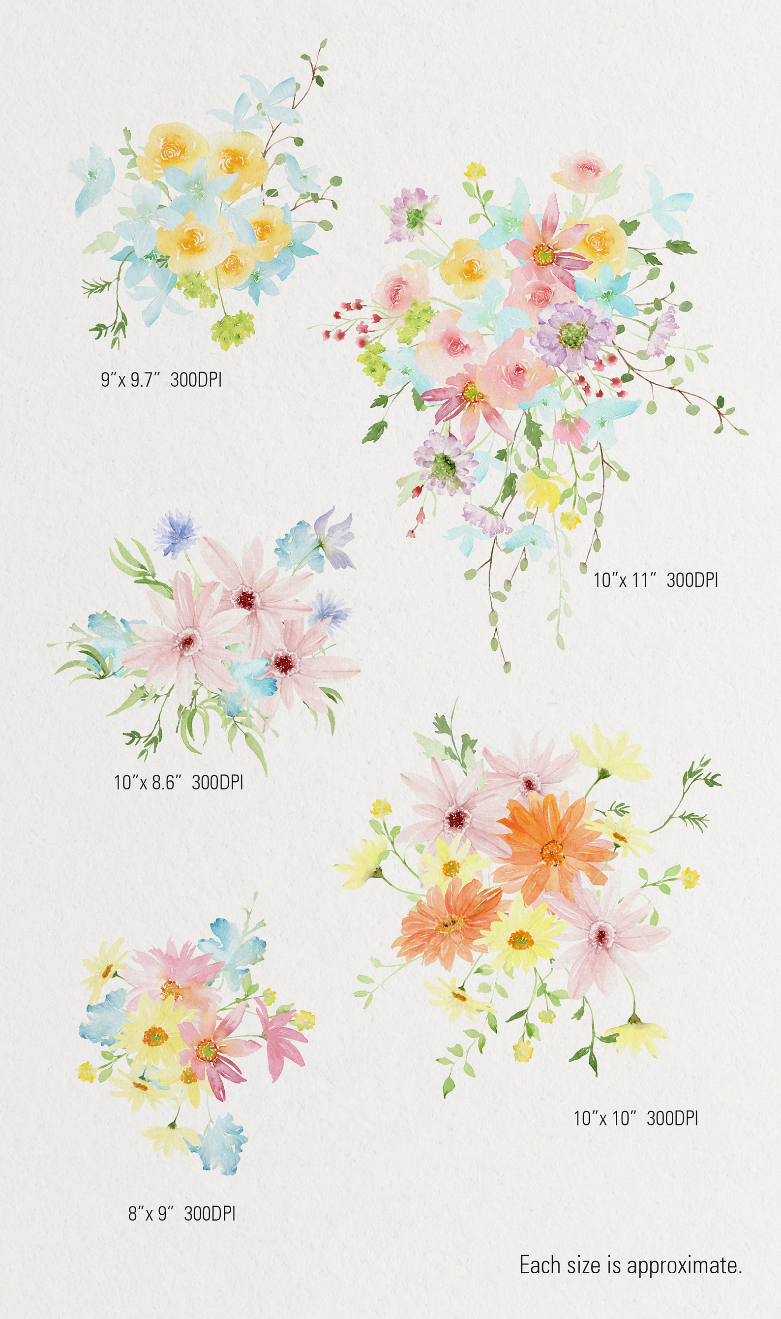 Watercolor Spring Flowers Floral Arrangements Wedding - Etsy
