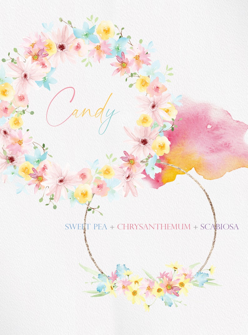Watercolor Clipart Spring Wreaths Floral Arrangements - Etsy
