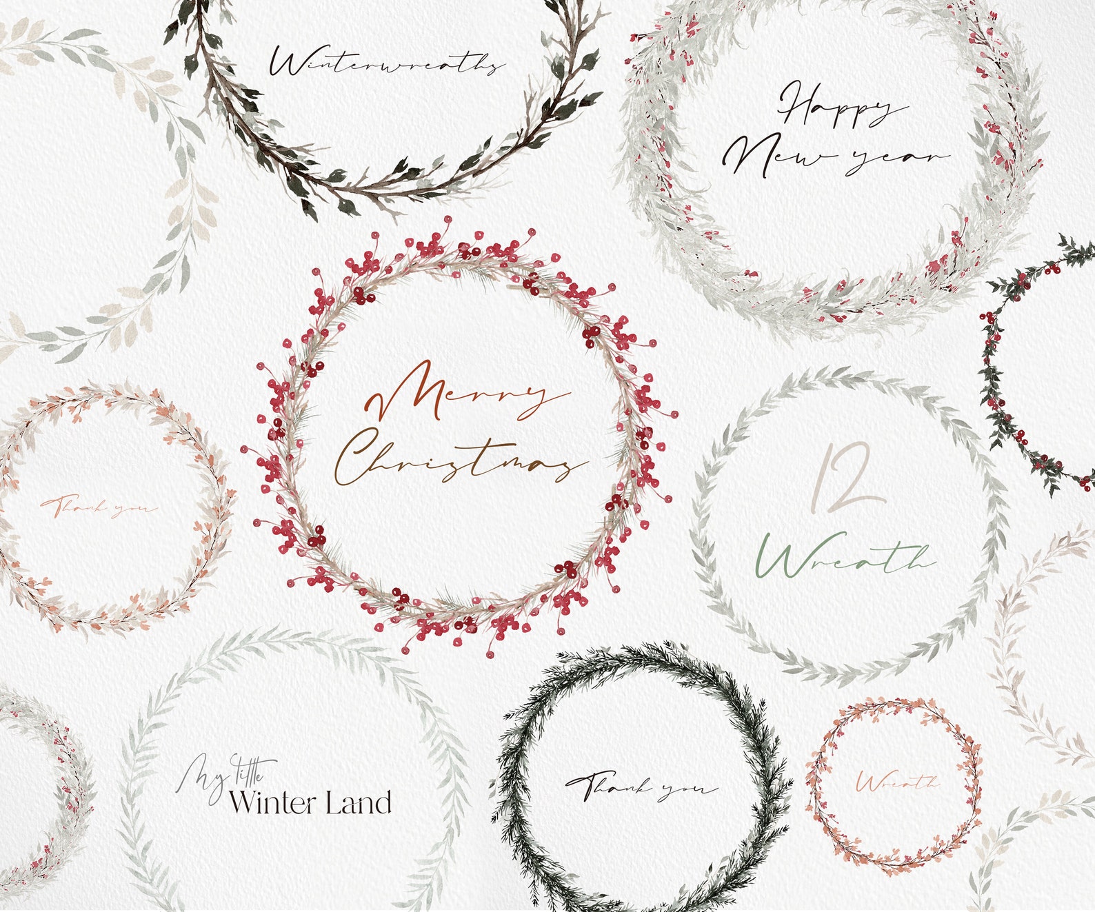 Watercolor Winter Clipart, Christmas Clipart, Christmas Watercolor Clipart, Winter Clipart ...