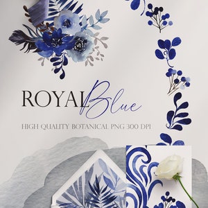 Watercolor Flower Bundle, Watercolor Blue Collection, Watercolor ...