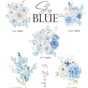 Sky BLUE Flower, Watercolor Flower PNG, Watercolor Clipart, Blue Flower ...