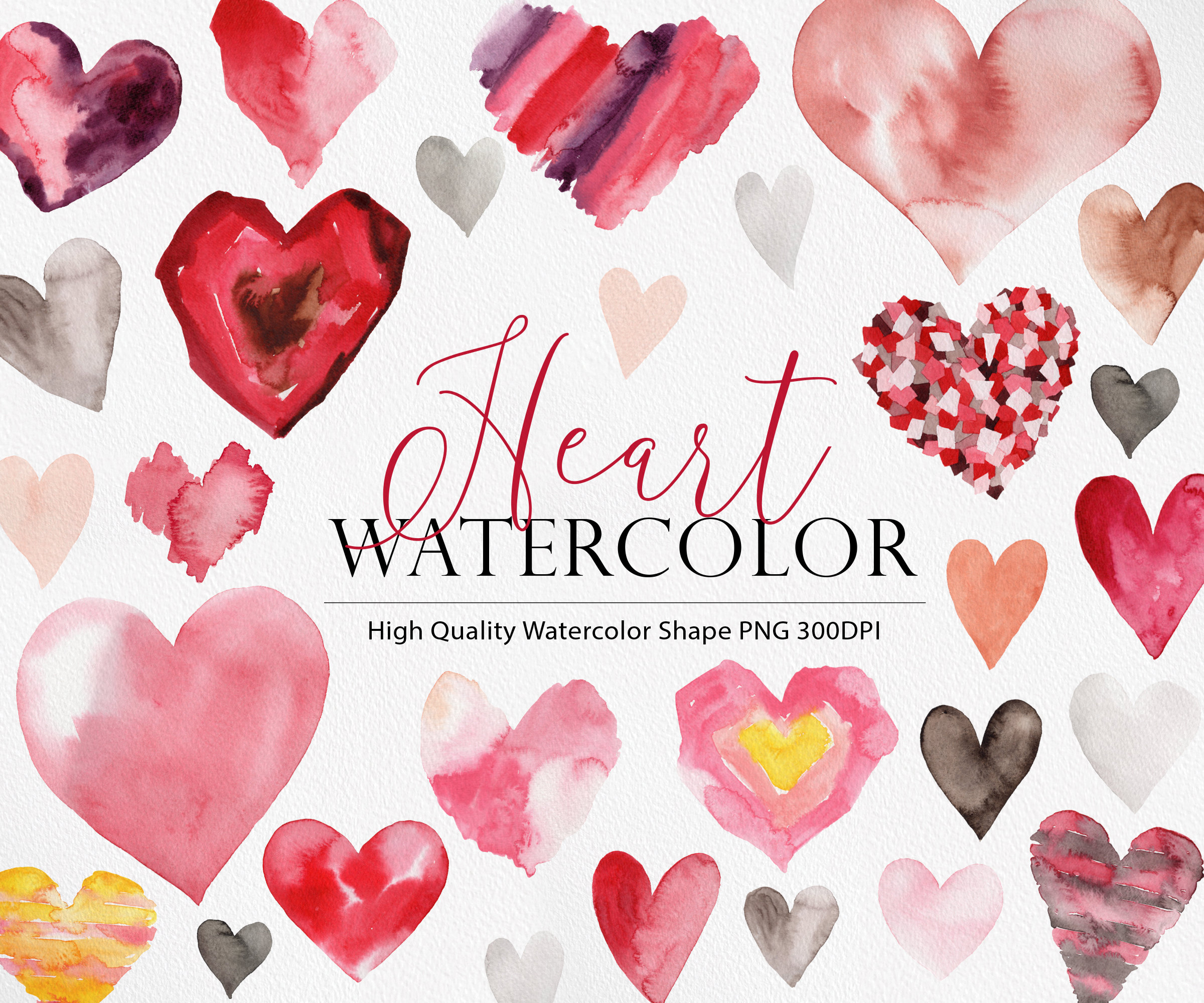 Watercolor Heart Clipart Watercolor Heart Watercolor - Etsy