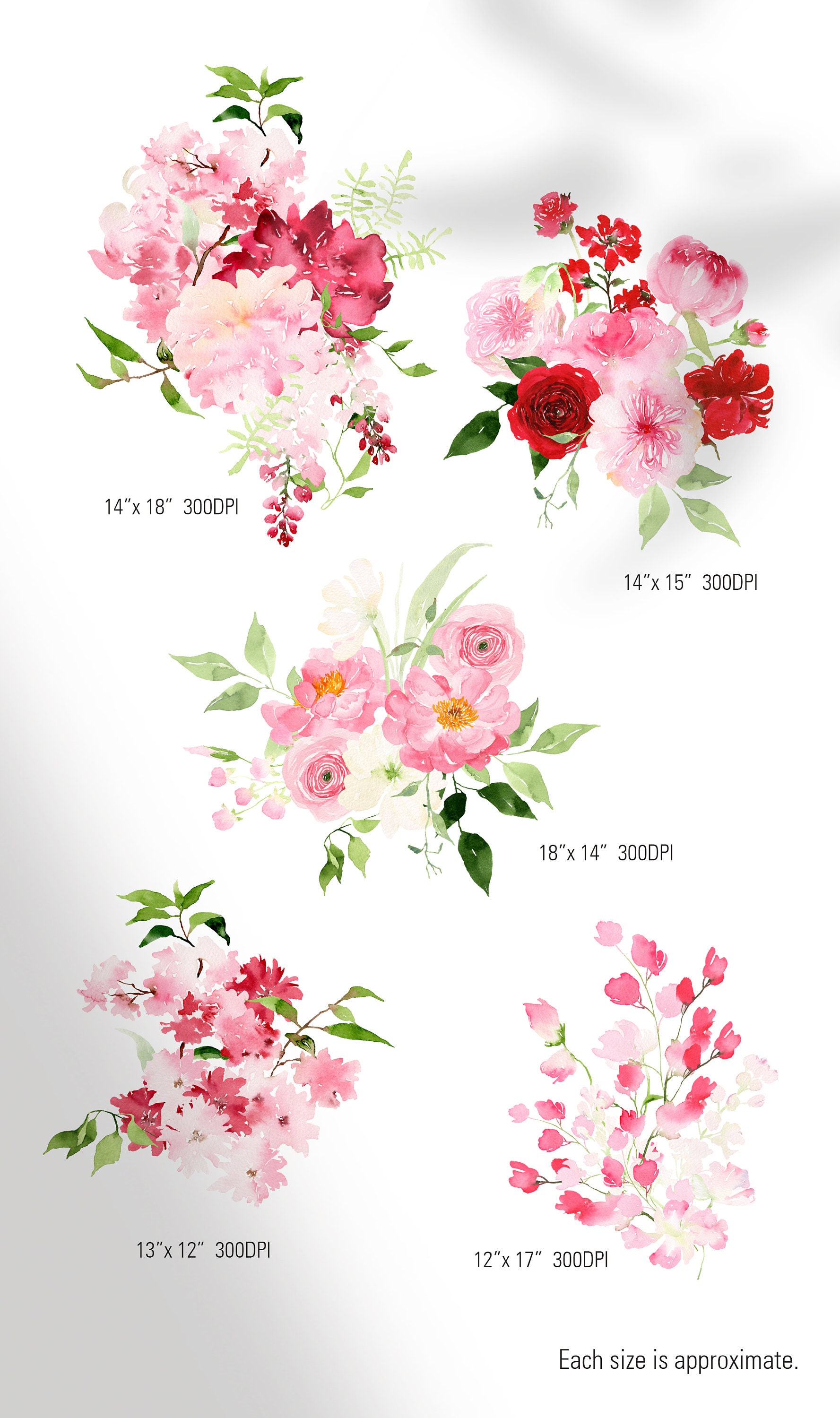 Watercolor Clipart Pink Bouquets Floral Arrangements - Etsy