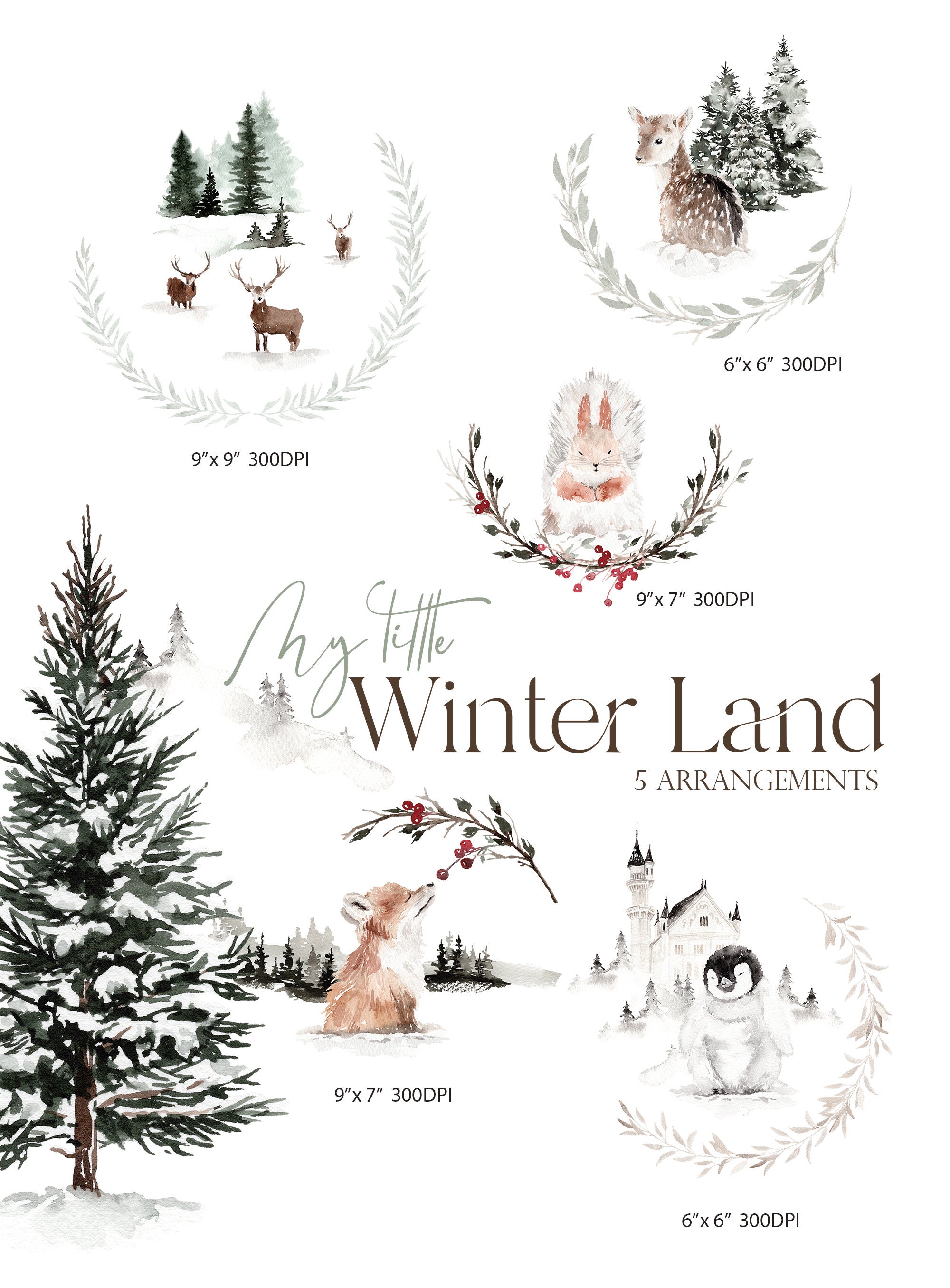 Watercolor Winter Clipart, Christmas Clipart, Christmas Watercolor Clipart, Winter Clipart ...