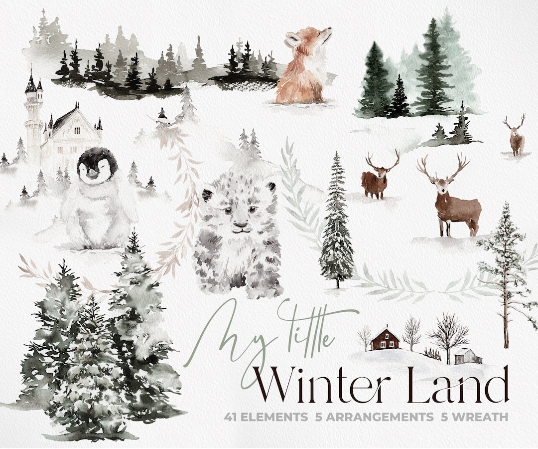 Watercolor Winter Clipart, Christmas Clipart, Christmas Watercolor ...