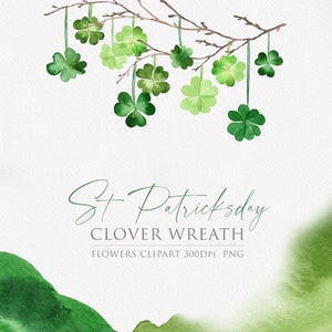 Watercolor St. Patrick's Day Clipart, Clover Clipart, St Patricks Day ...