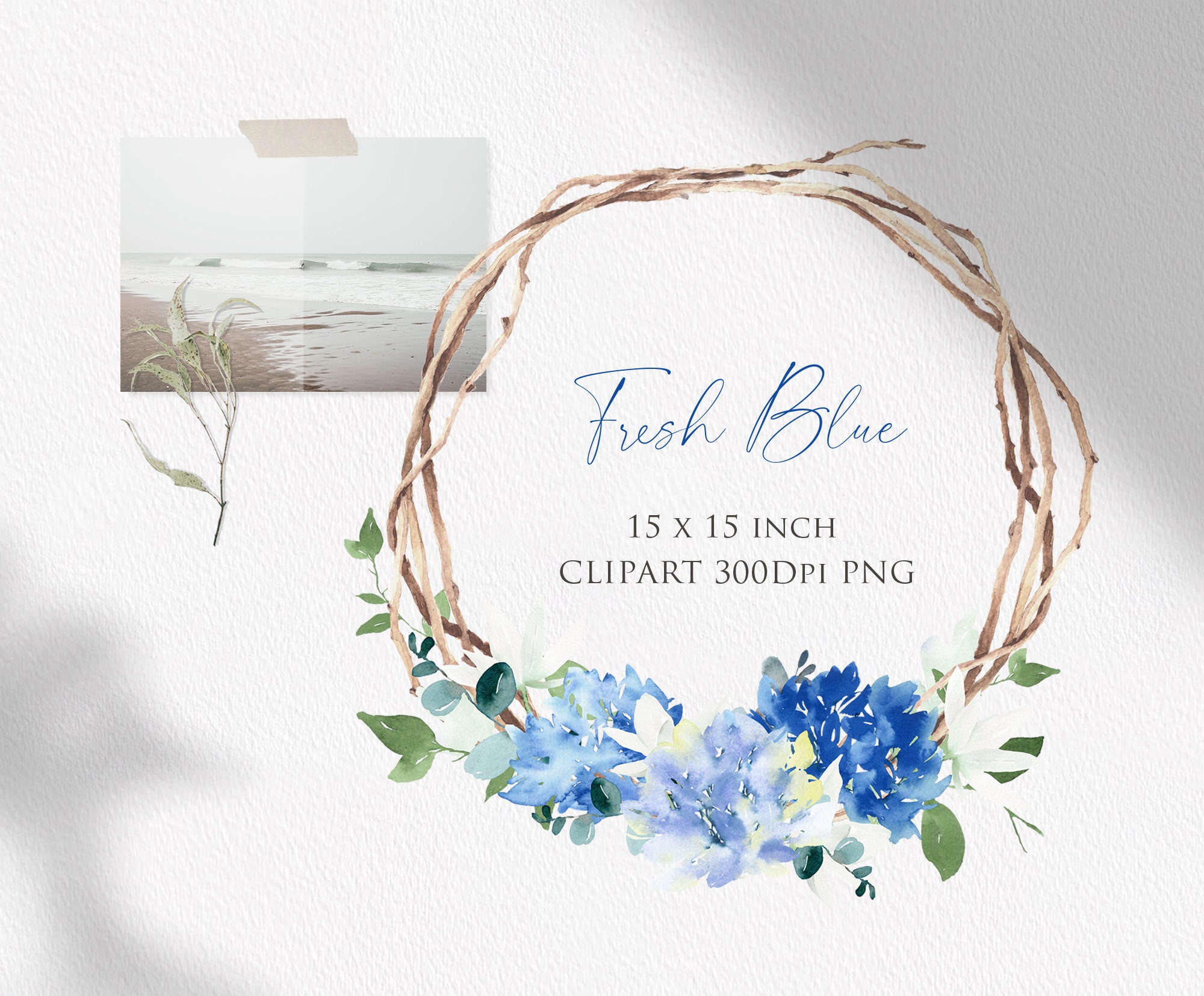 Watercolor Clipart Blue Wreaths Floral Arrangements Wedding - Etsy