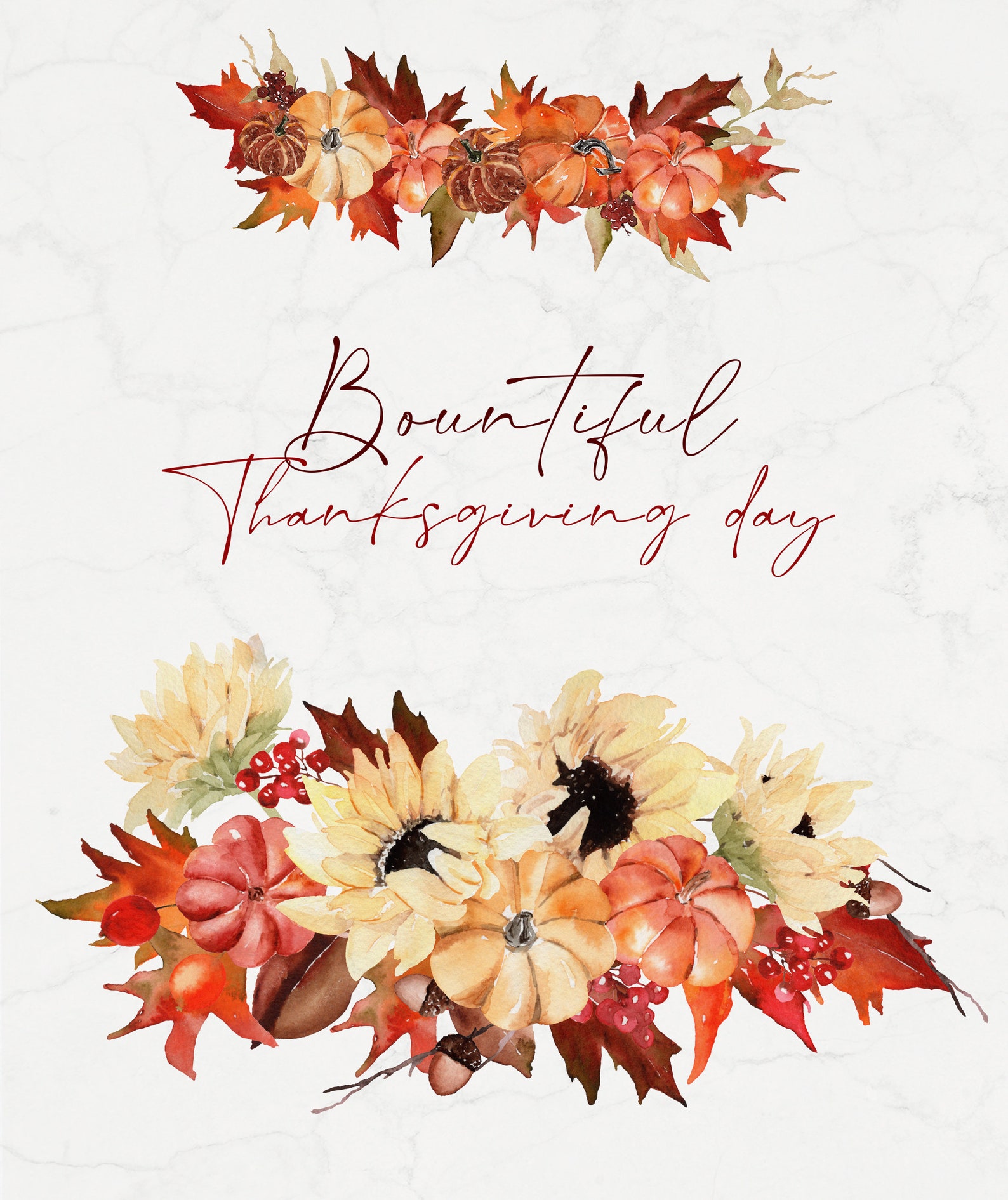 Watercolor Thanksgiving Clipart, Autumn Flower, Watercolor Flower PNG ...