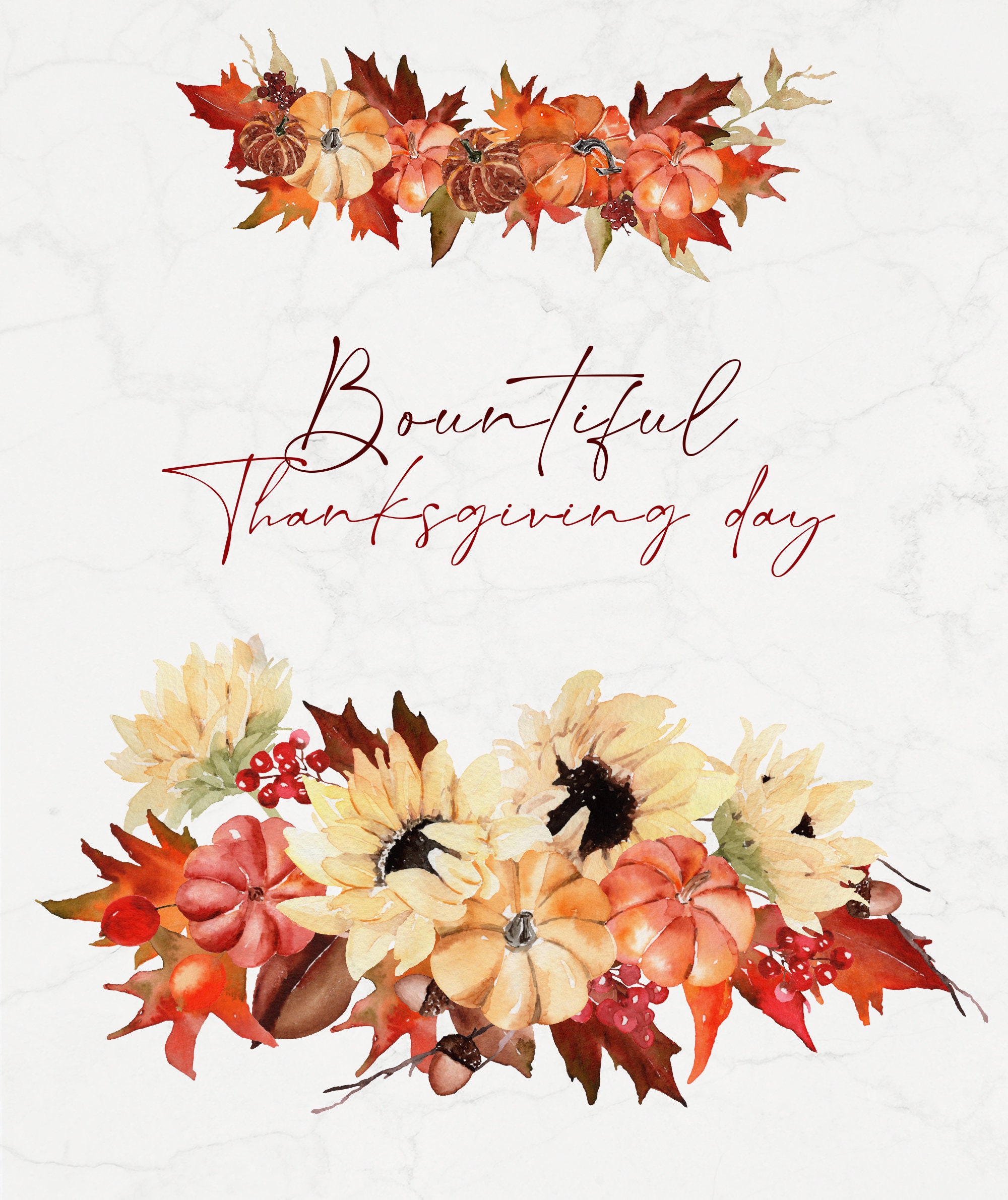 Watercolor Thanksgiving clipart Autumn Flower Watercolor | Etsy