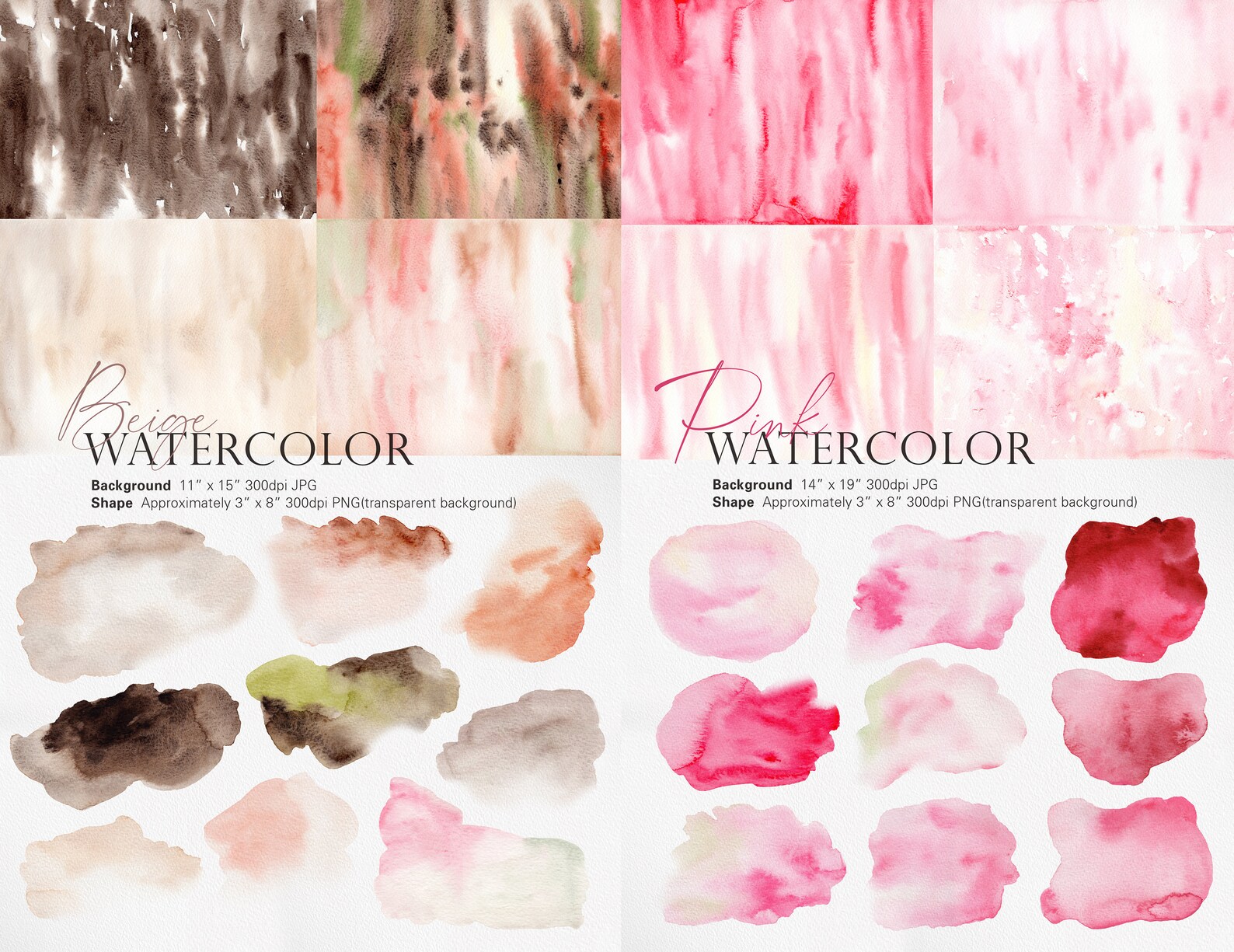 Watercolor Background Bundle Watercolor Shape Watercolor - Etsy