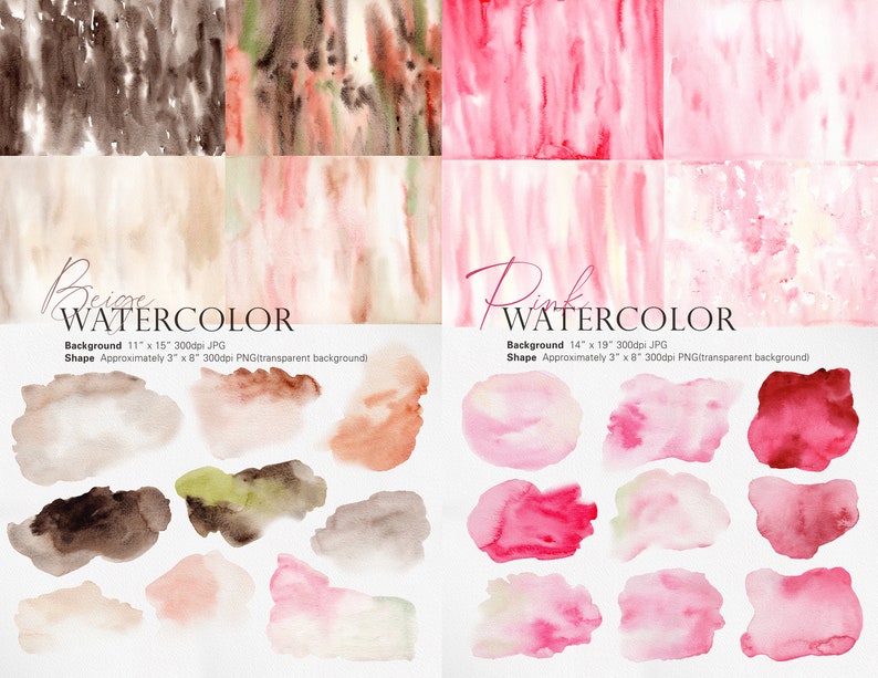 Watercolor Background Bundle Watercolor Shape Watercolor - Etsy