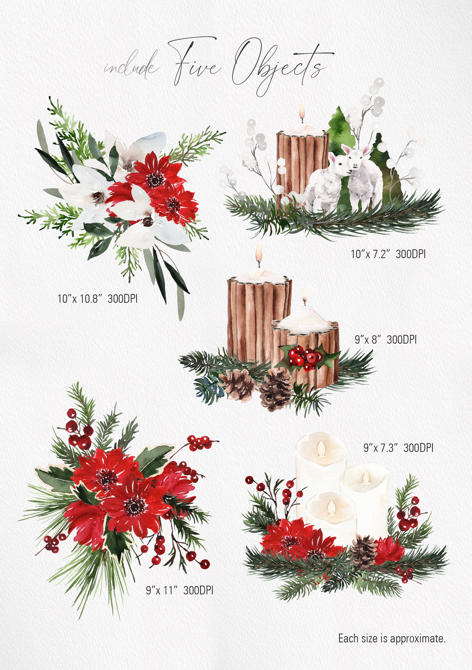 Christmas Clipart Watercolor Flower PNG Watercolor Winter | Etsy