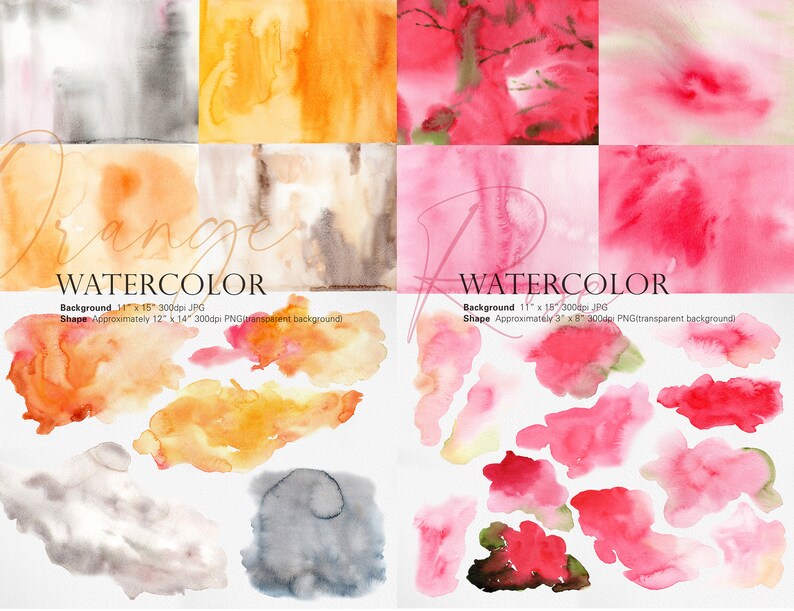 Watercolor Background Bundle Watercolor Shape Watercolor - Etsy