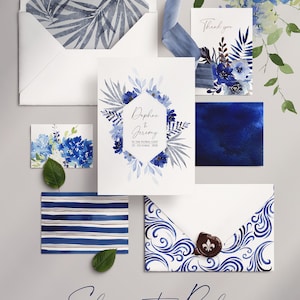 Watercolor Flower Bundle, Watercolor Blue Collection, Watercolor ...