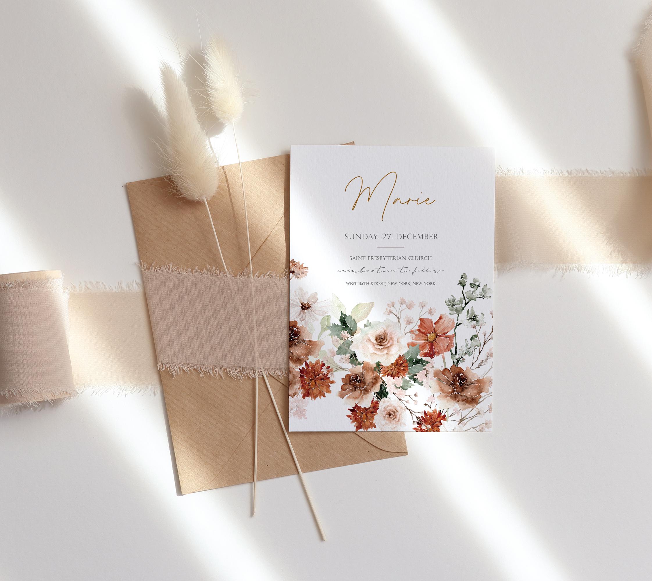 RUST BLOOM, Watercolor Fall Flower, Rustic Flower, Winter Bouquets ...