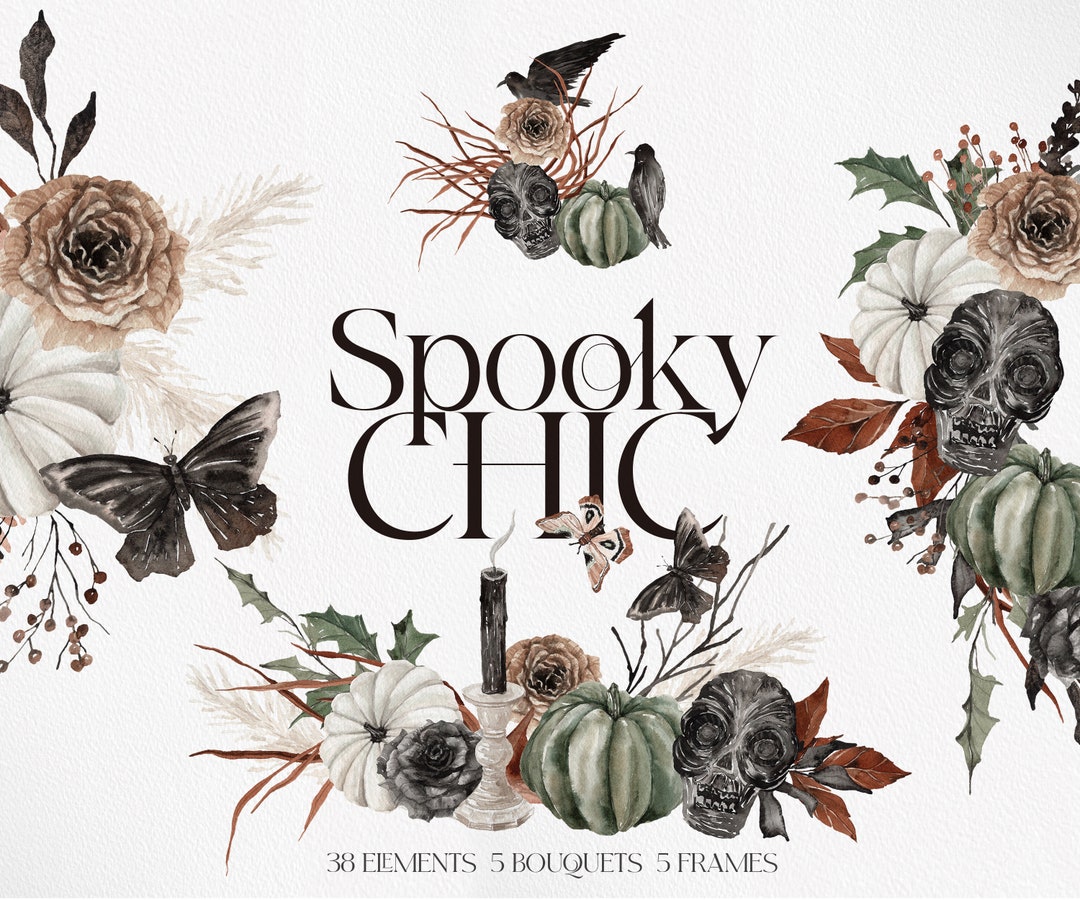 Spooky CHIC, Watercolor Clipart, Watercolor Halloween, Halloween ...