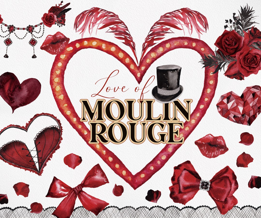 MOULINROUGE, Valentine Clipart, Red Rose Clipart, Heart Clipart, Red ...