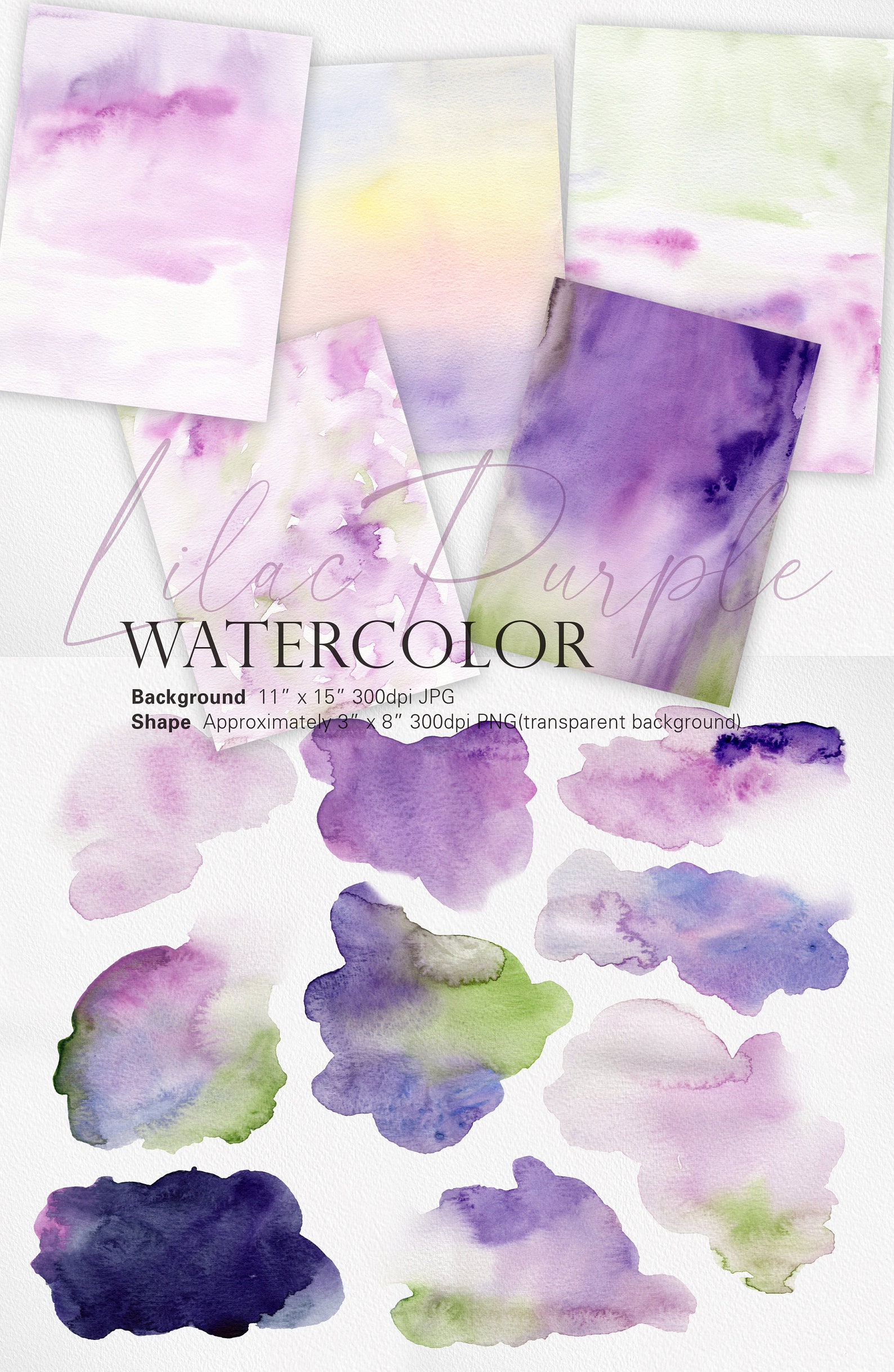 Watercolor Flower Bundle, Watercolor Purple Collection, Lavender ...