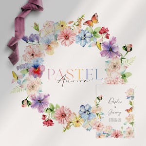 PASTEL AURORA, Watercolor Flower, Watercolor Clipart, Flower Clipart ...