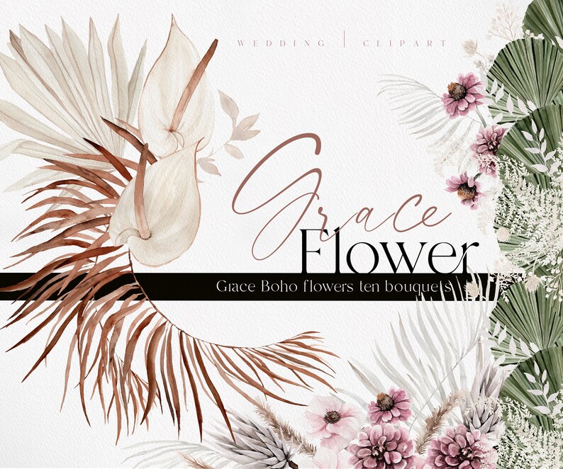 Grace Flower Watercolor Clipart Watercolor Flower PNG - Etsy