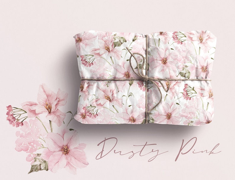 Dusty Pink Florals, Watercolor Flowers, Watercolor Clipart, Watercolor ...