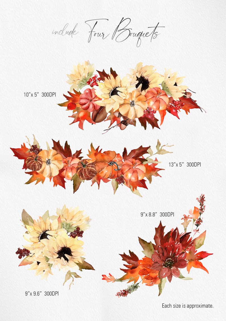 Watercolor Thanksgiving Clipart Autumn Botanical Watercolor - Etsy