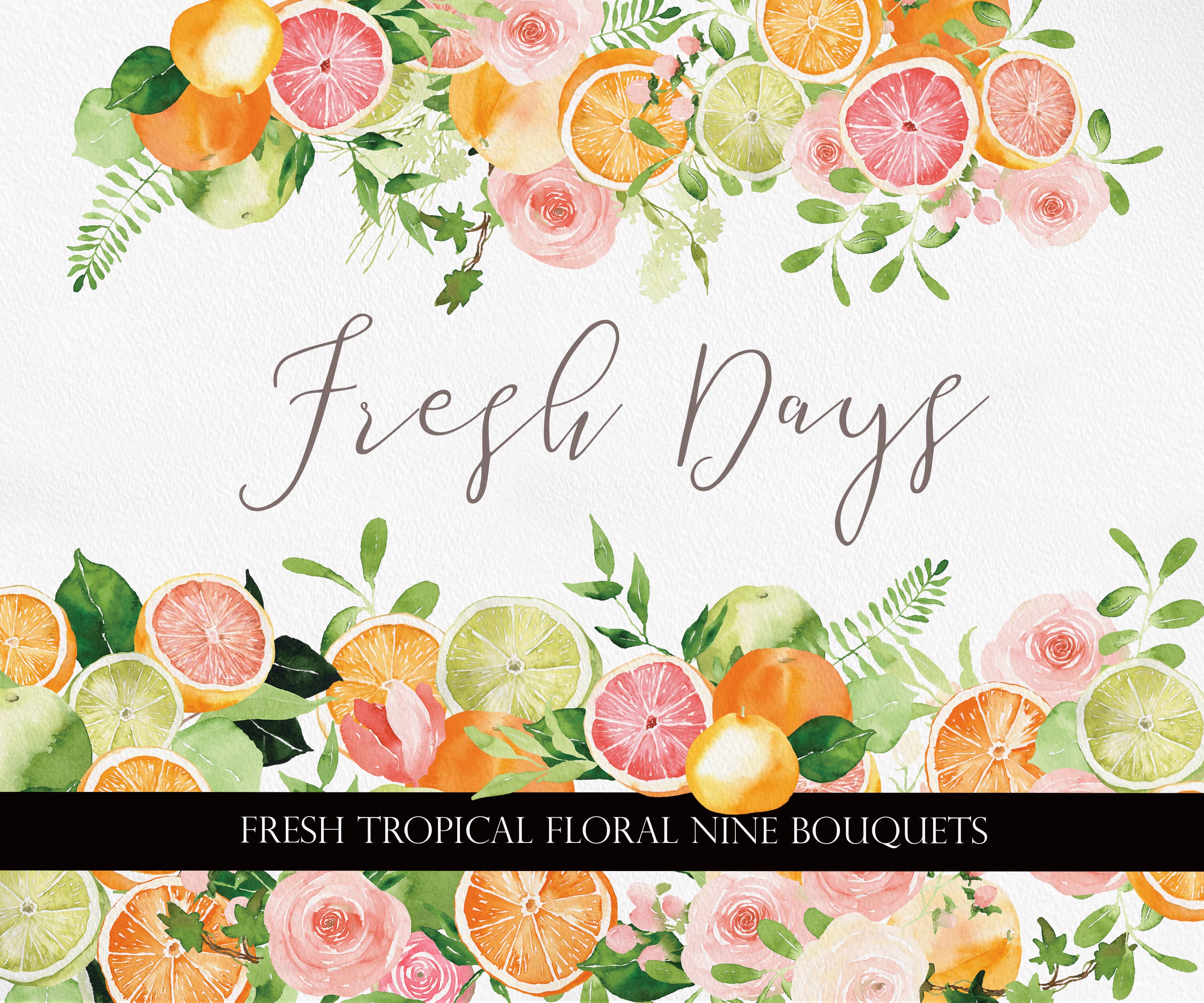 Fresh Days, Fruit Flower Bouquets, Watercolor Orange Flower, Orange ...