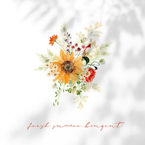 SUNNY Field, Watercolor Flower, Watercolor Clipart, Watercolor Wild ...