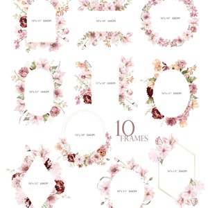 Dusty Pink Florals, Watercolor Flowers, Watercolor Clipart, Watercolor ...