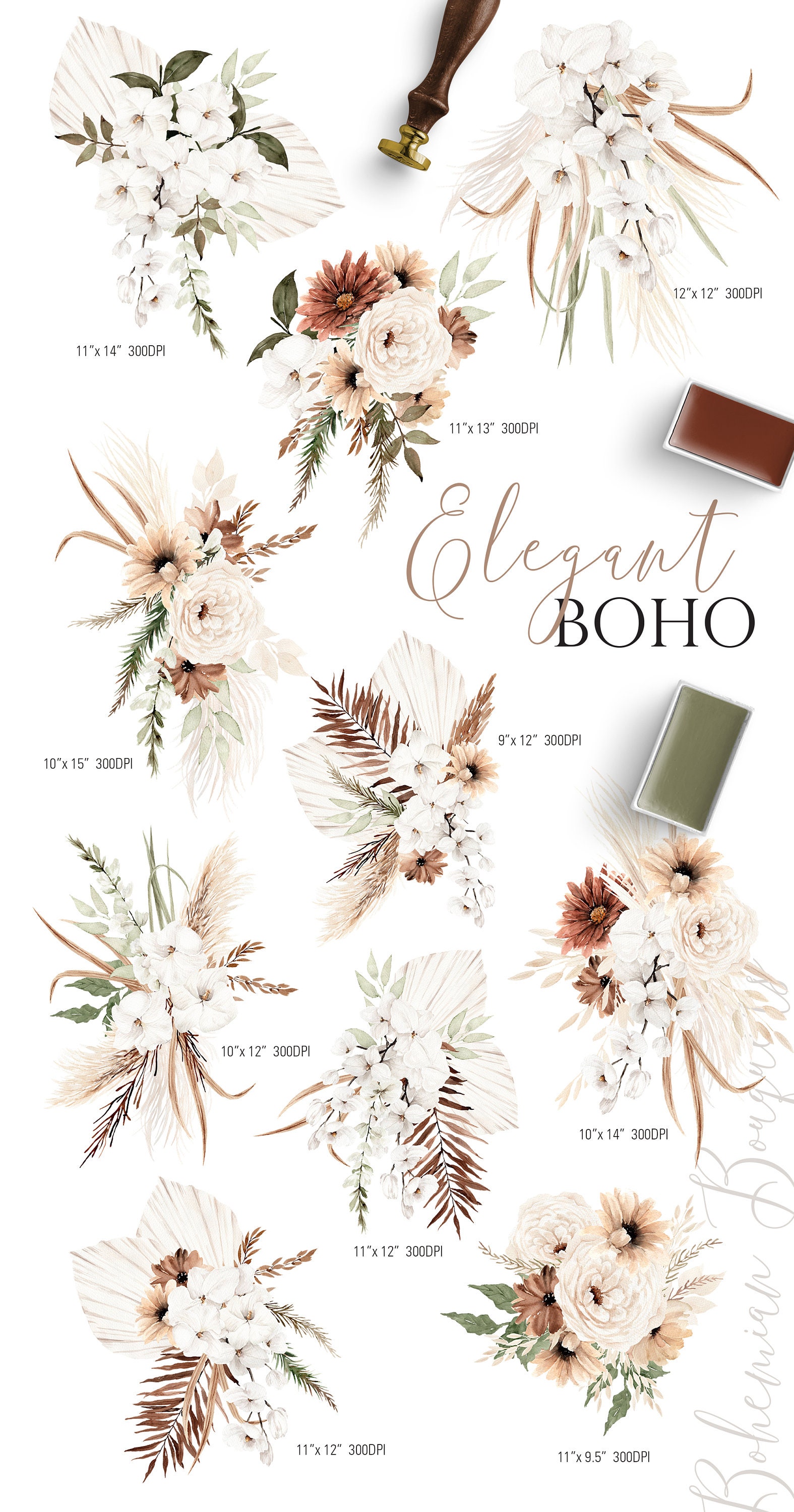 Elegant Boho Flower Boho Flower Watercolor Flower - Etsy