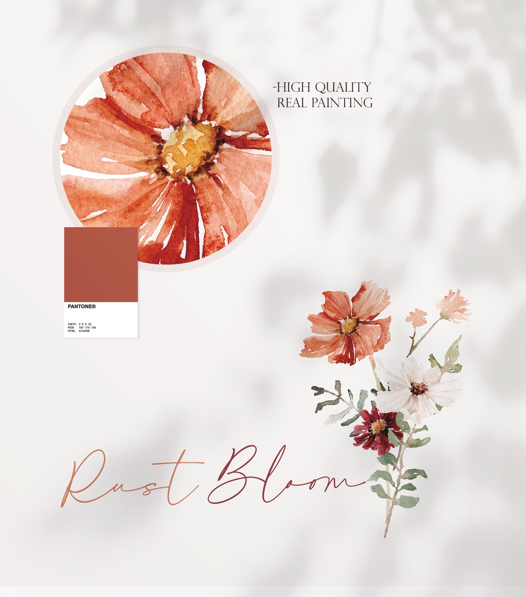RUST BLOOM, Watercolor Fall Flower, Rustic Flower, Winter Bouquets ...