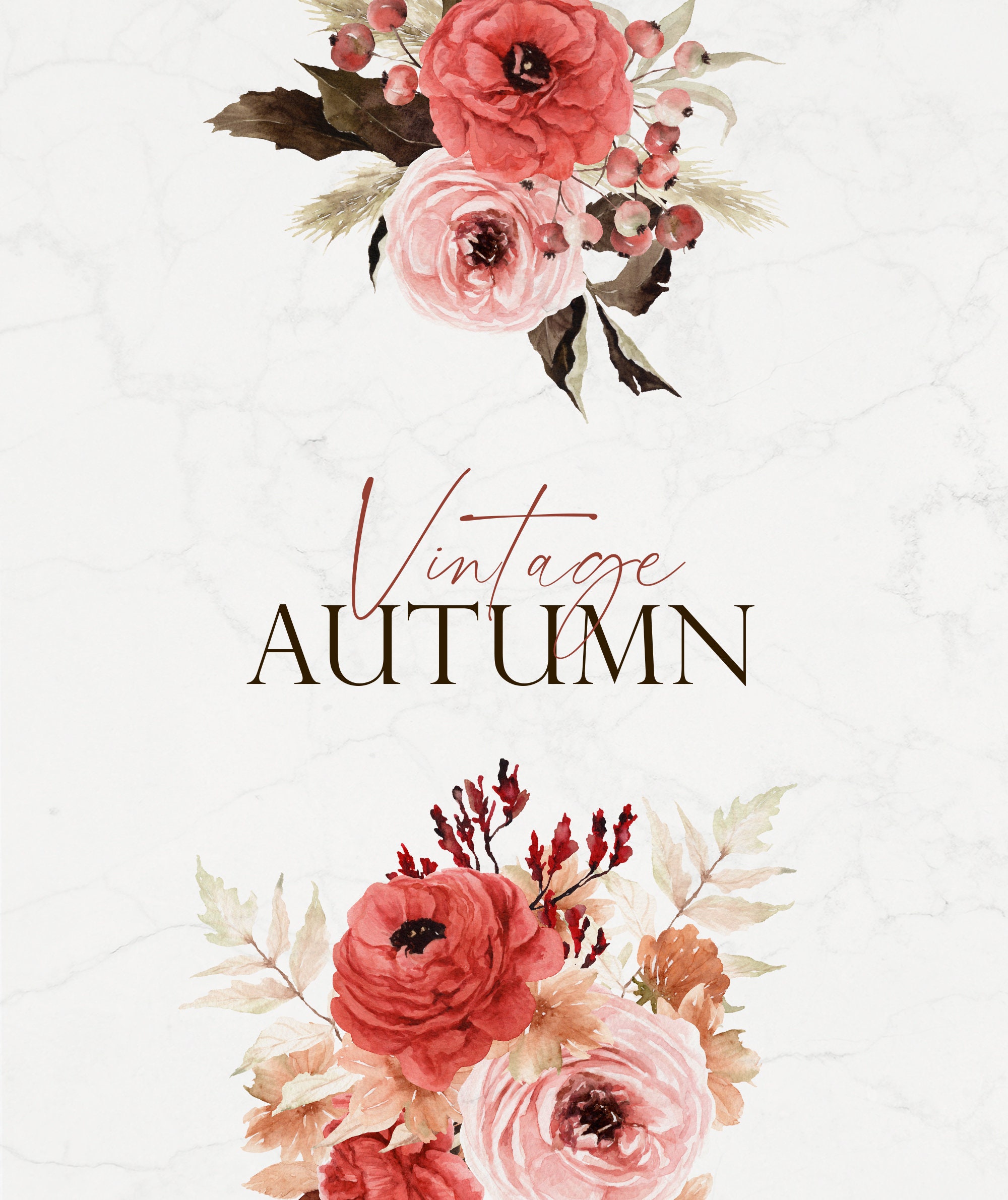 Vintage Autumn Flower Watercolor Flower PNG Fall Clipart - Etsy