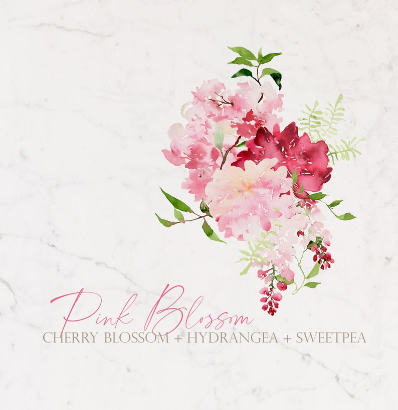 Watercolor Clipart Pink Bouquets Floral Arrangements - Etsy
