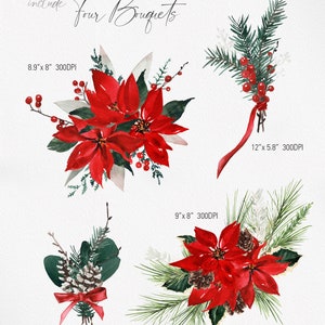 Christmas Wreath Clipart, Watercolor Flower PNG, Watercolor Winter ...