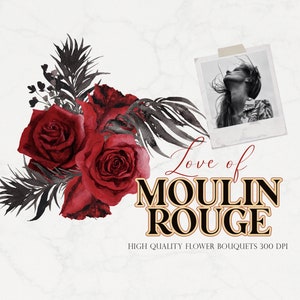 MOULINROUGE, Valentine Clipart, Red Rose Clipart, Heart Clipart, Red ...