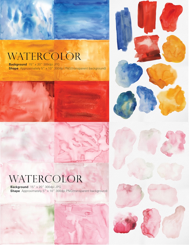 Watercolor Background Bundle, Watercolor Shape, Watercolor Background ...