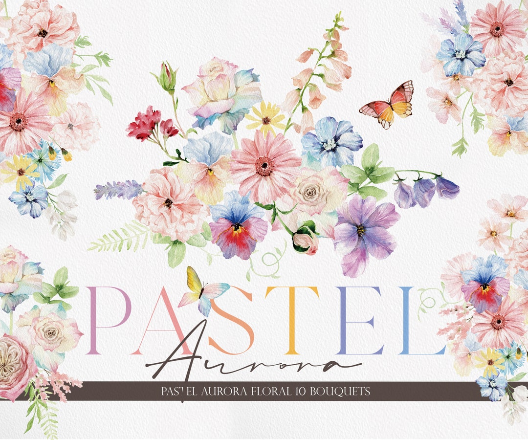 PASTEL AURORA, Watercolor Flower, Watercolor Clipart, Flower Clipart ...